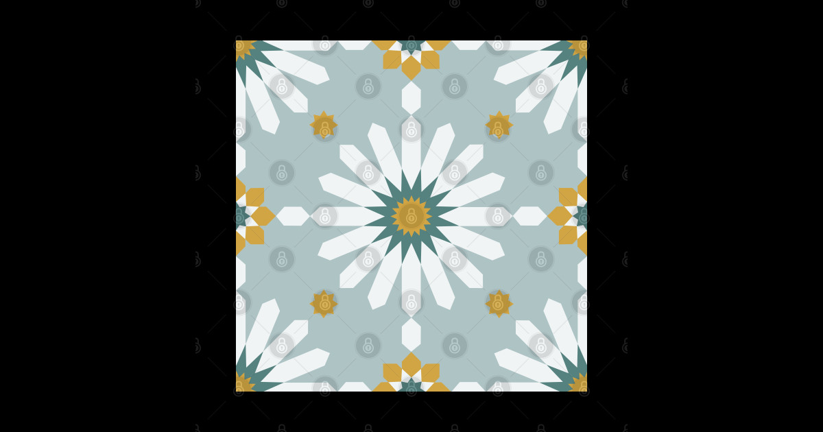 Geometric Starburst Pattern - Blue Gray - Patterned Tile - Sticker ...