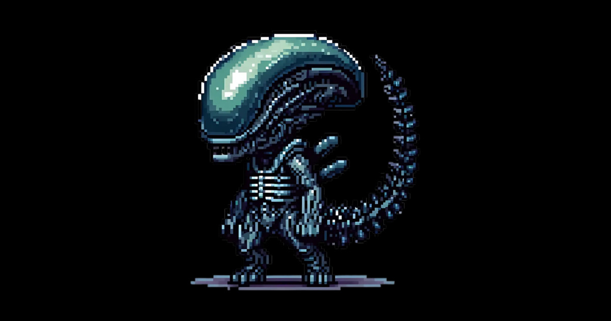 Pixel Chibi Baby Alien Xenomorph Retro - Xenomorph - Posters and Art ...