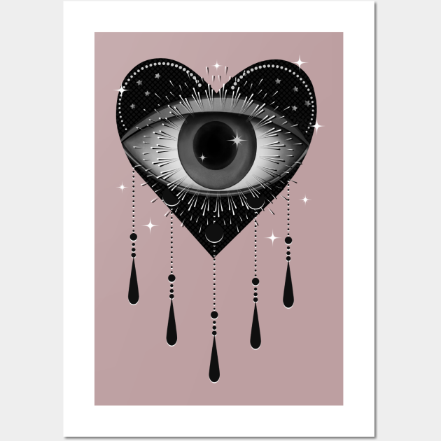 Black heart crying crystals (on pink background) - Eyes - Posters and ...