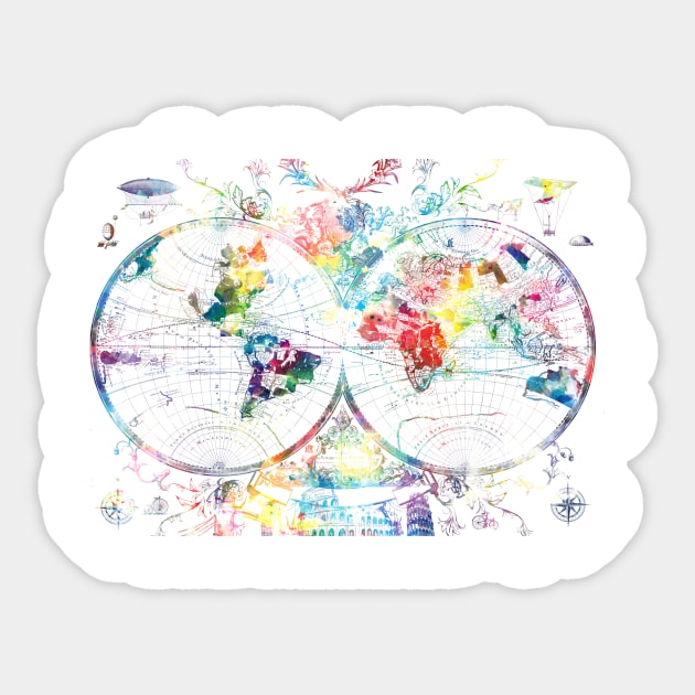 world map vintage - World Map - Sticker | TeePublic