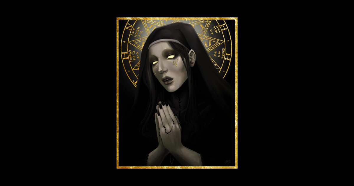 Devotion - Occult Nun with Demonic Sigil Halo - Devotion Nun Crying ...