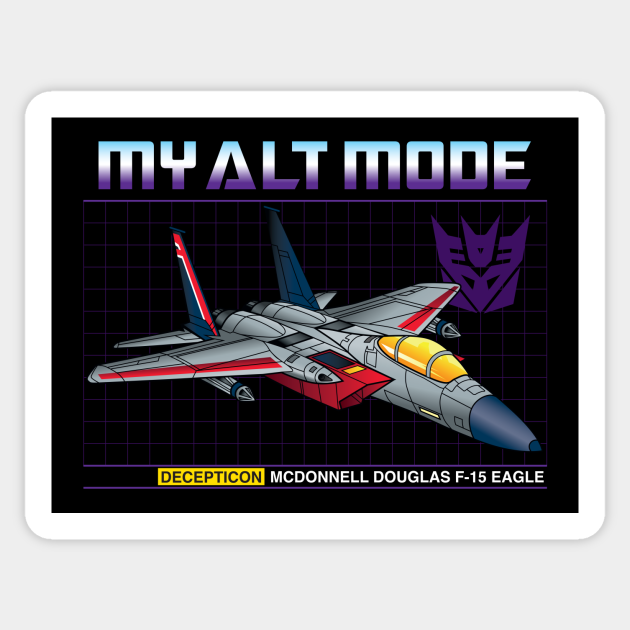 Transformers G1 Alt Mode F15 Starscream - Starscream - Sticker | TeePublic