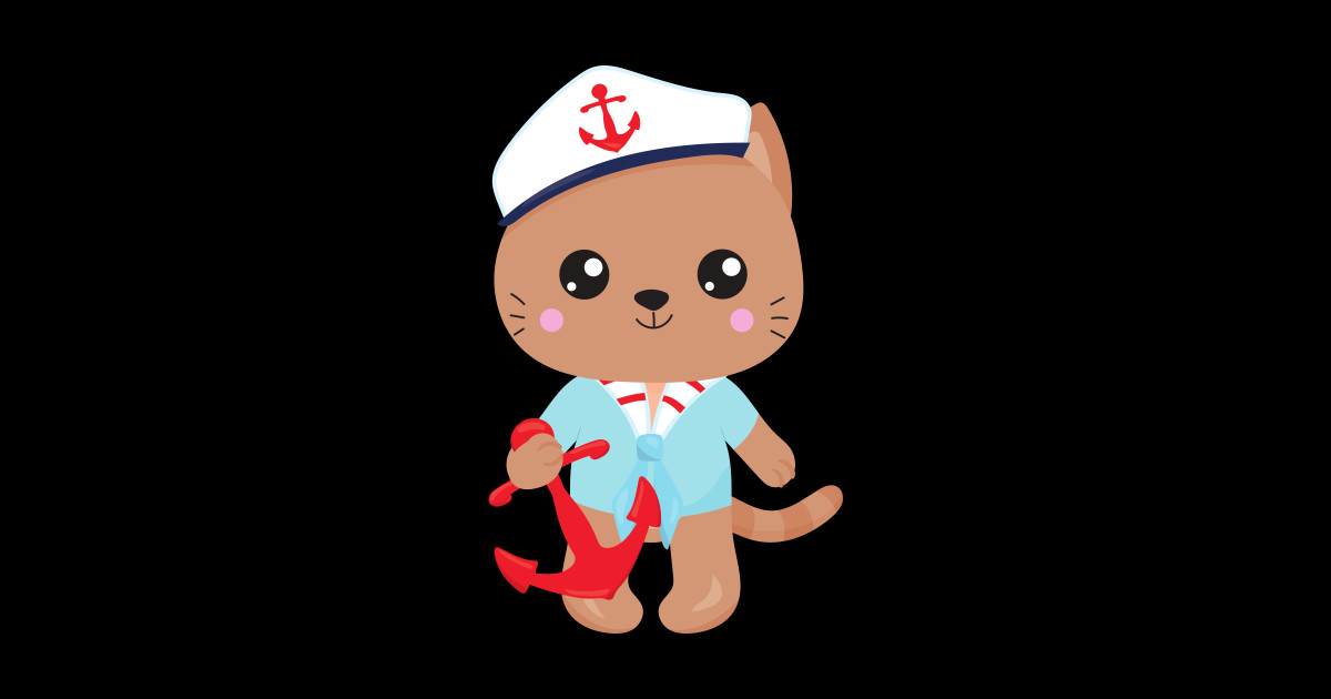 Sailor Cat, Sailor Hat, Cute Cat, Boat Captain - Sailor Cat - Sticker ...