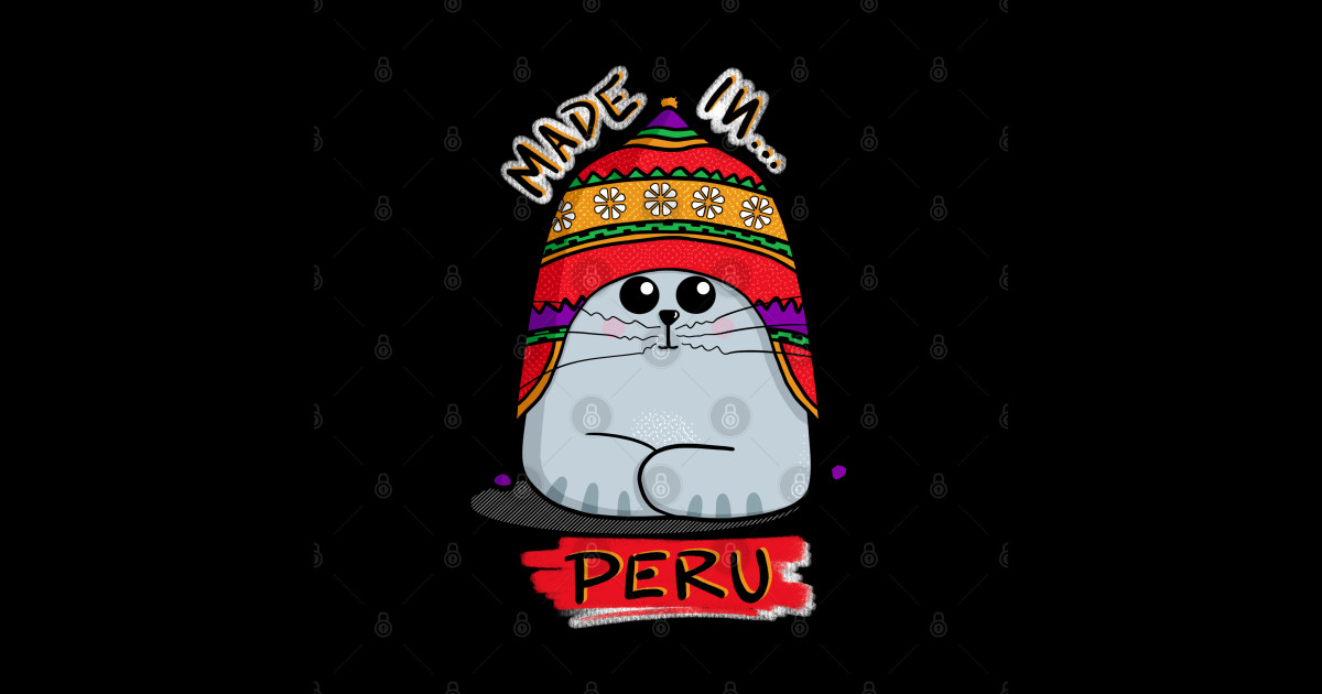 Cat Made in Peru! - Kawaii Peruvian Chullo - Sticker | TeePublic