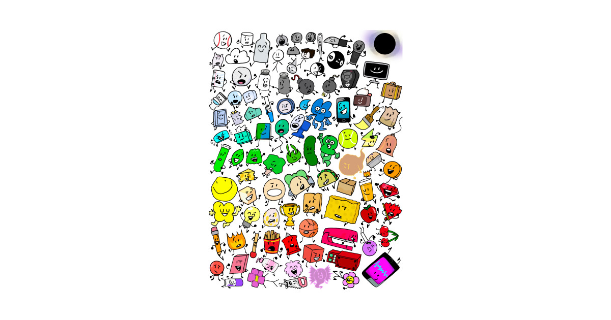 BFDI Inanimate Insanity All Characters (Transparent) - Bfb - T-Shirt ...
