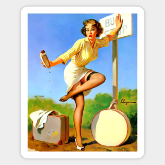 Gil Elvgren - Last Stand 1961 - Sexy Lady - Sticker | TeePublic