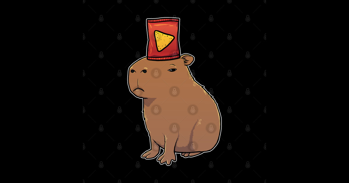 Capybara with Corn Chips on its head - Capybara Art - Tapestry | TeePublic