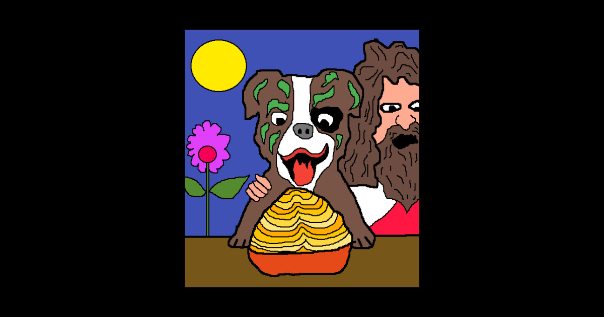Pixel art Jesus Christ with dog eating spaghetti - Pixel Art - Posters ...