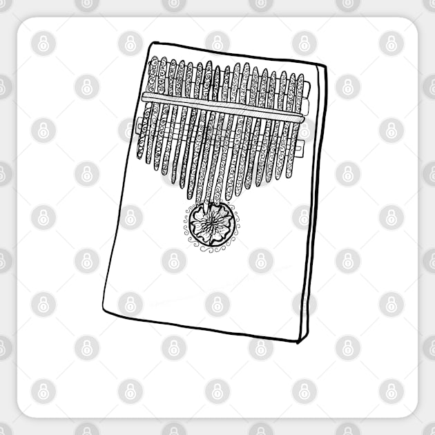 Kalimba (Black and White Line Drawing) - Kalimba - Sticker | TeePublic
