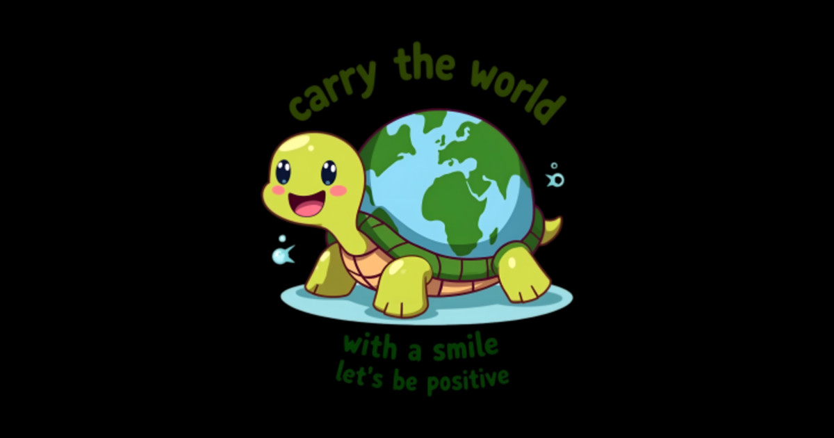 A happy, smiling turtle carrying the Earth on its shell. - Funny ...