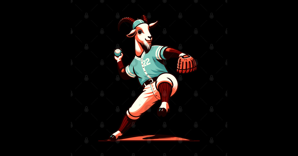 Throwback Goat pitcher - Vintage 1990s Cartoon Style Baseball Art ...