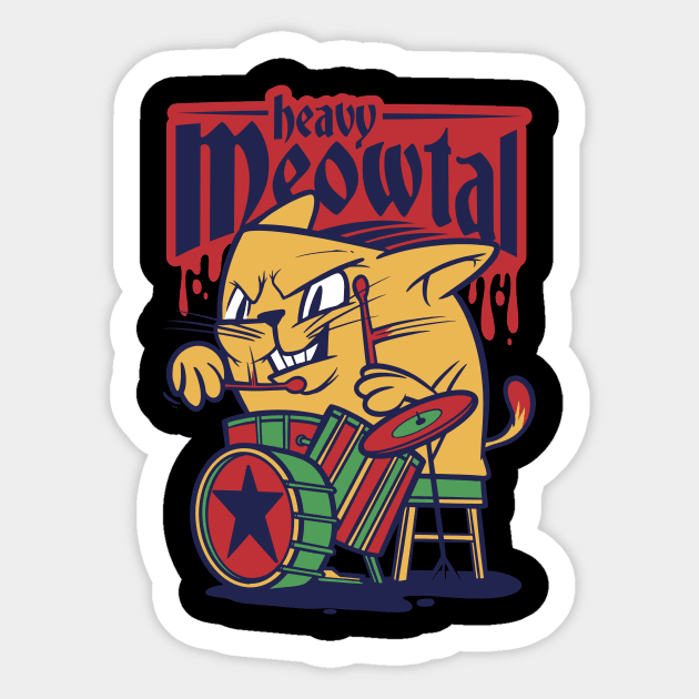 Heavy Metal Cat - Cat - Sticker | TeePublic