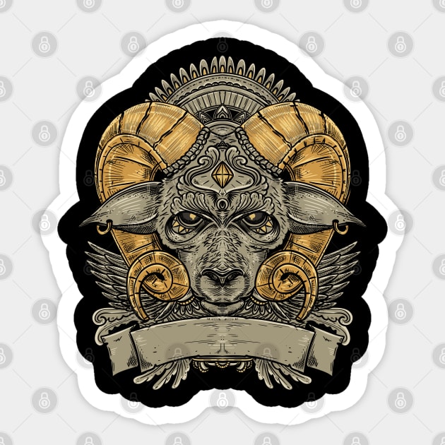 Golden Sheep Head - Sheep Gift Ideas - Sticker | TeePublic