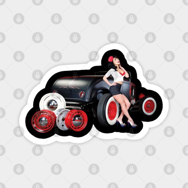 Old School Hot Rod Pinup Products Pinup Magnet Teepublic