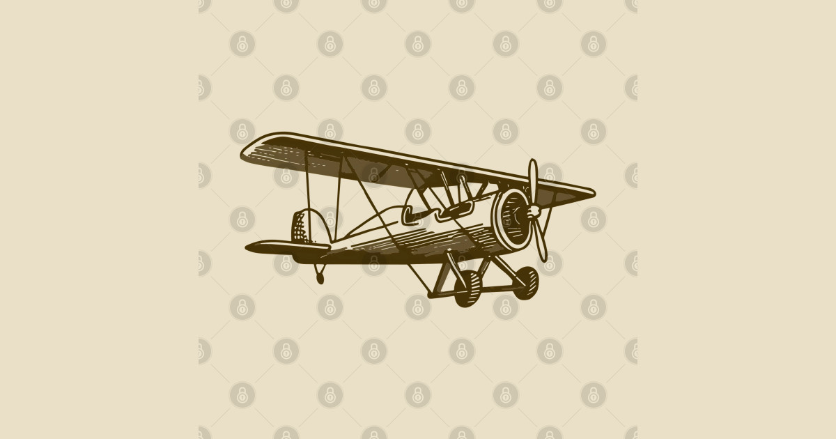Line art of a Biplane - Biplane - T-Shirt | TeePublic