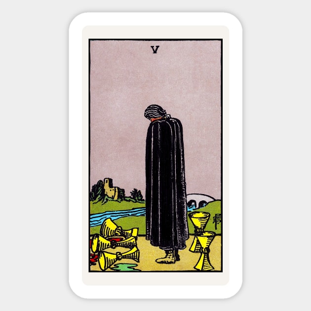 Card #40 - Five Of Cups - Rider Waite Smith Tarot - Hand Painted ...
