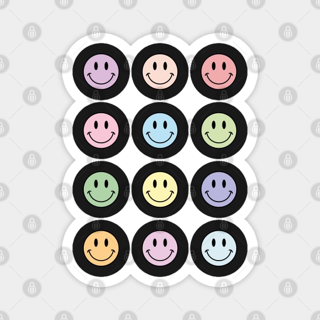 Pastel colorful smiley face sticker set - Set - Magnet | TeePublic