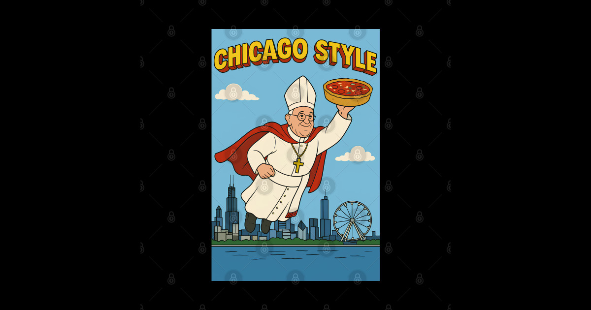 Chicago Style Da Pope Leo Deep Dish Pizza Funny Design - Pope Leo ...