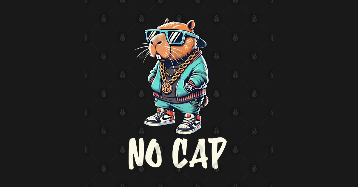 No Cap Swag Capybara - Hip Hop Animal Streetwear - No Cap - T-Shirt ...