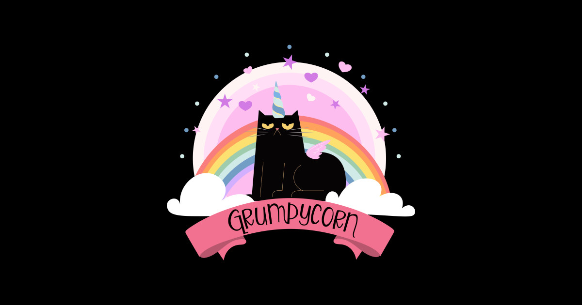 Grumpycorn Grumpy Unicorn Cat - Unicorn Cat - Sticker | TeePublic