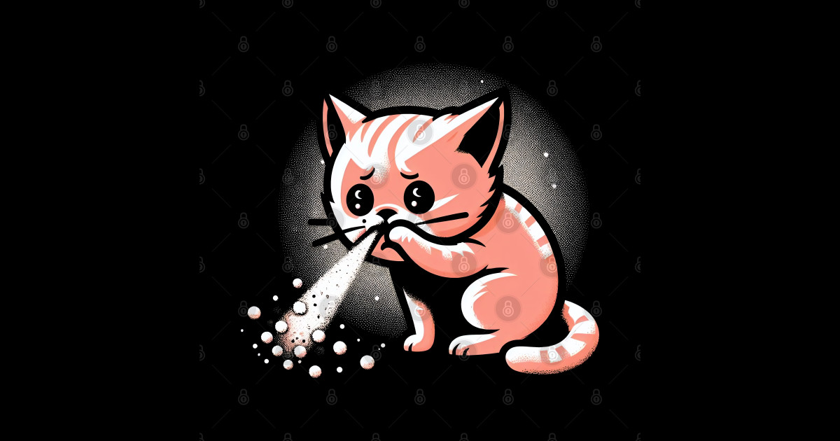 Cute Cat Coughing - Cat Coughing - Sticker | TeePublic
