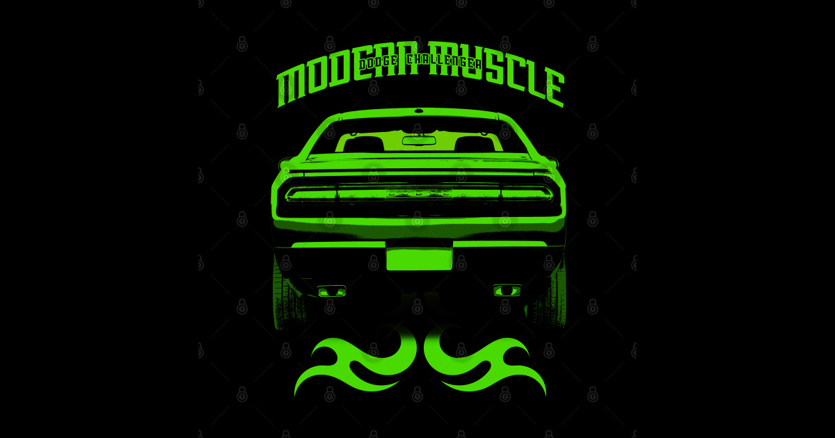 Modern Muscle - Green - Dodge Challenger - Sticker | TeePublic