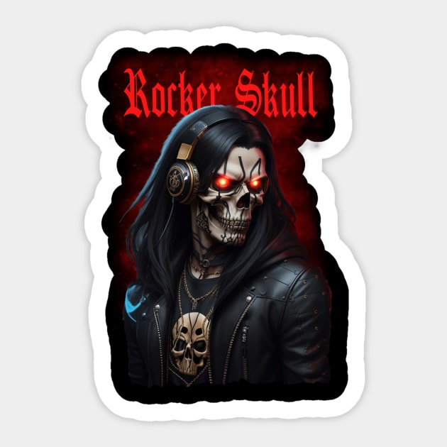 Rocker Skull - Rocker Skull - Sticker | TeePublic