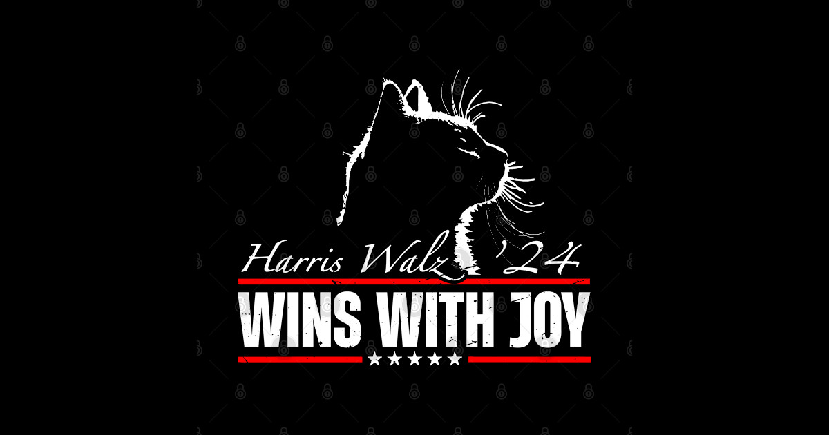 HARRIS WALZ 24 CAT WINS WITH JOY - Harris Walz 24 Cat - Sticker | TeePublic
