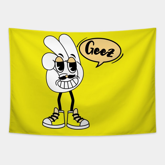 Cheerful Geez Mascot Hand with Mustache Design - Mascot - Tapestry ...