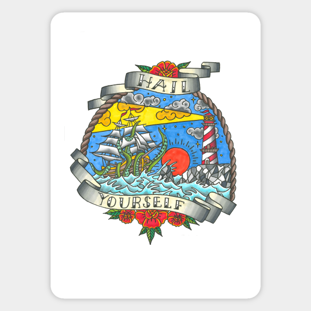 "Hail yourself" tattoo style design - Lastpodcastontheleft - Sticker ...