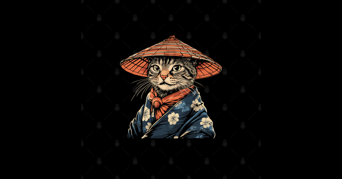 Japanese Samurai Cat Meme Fluent In Yapanese Funny Sarcasm - Fluent In Yapanese - Sticker ...