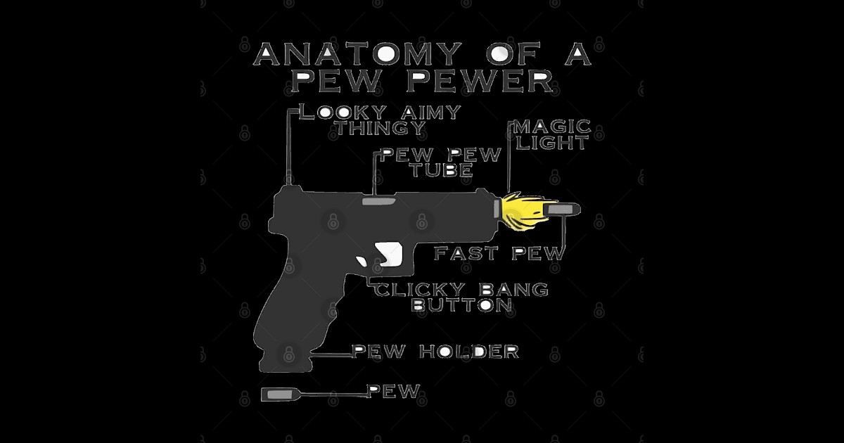 Pew pew anatomy - Gun - Sticker | TeePublic