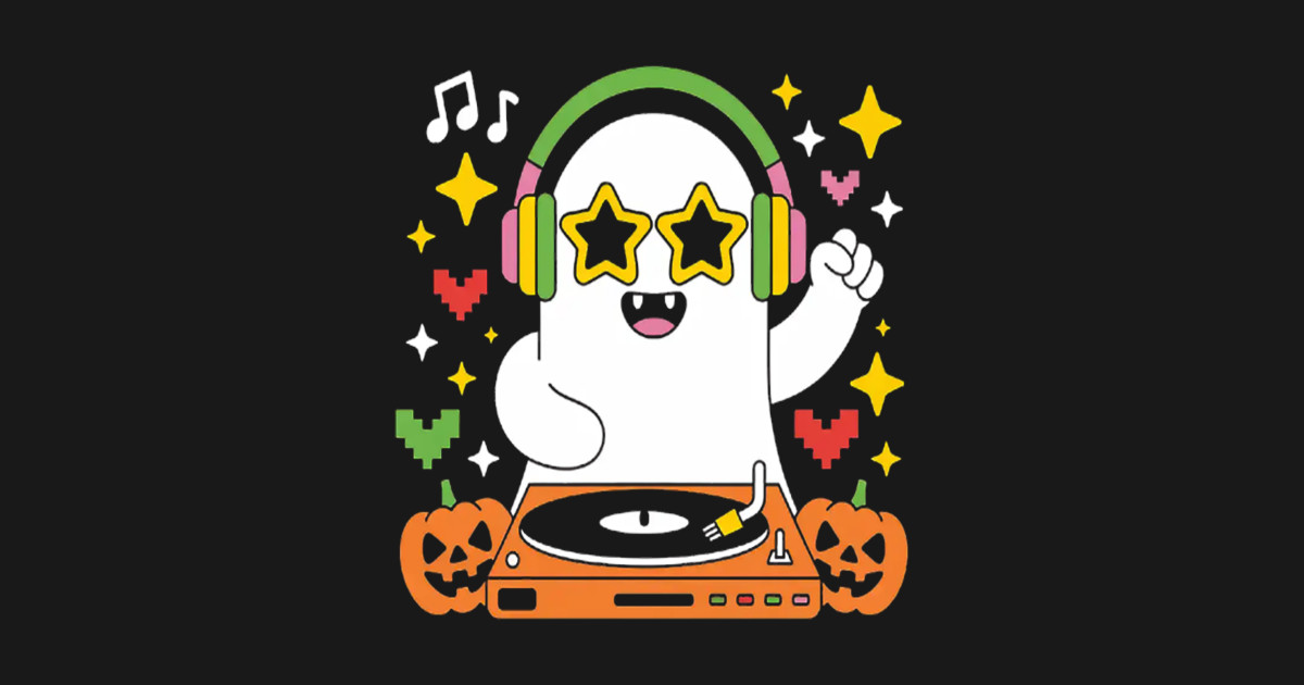 Humor Halloween Ghost DJ with Turntable Music - Humor Halloween Ghost ...