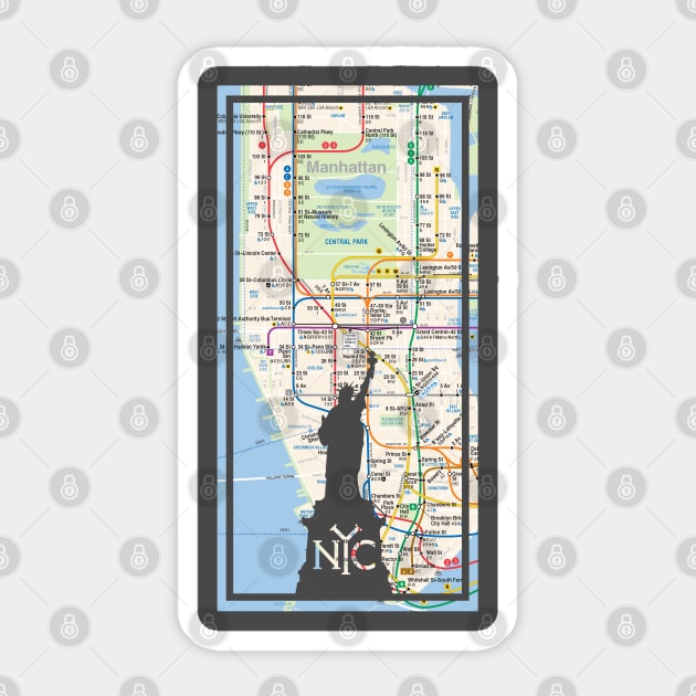 Statue of Liberty cut from NY Subway Map - Statue Of Liberty - Sticker ...