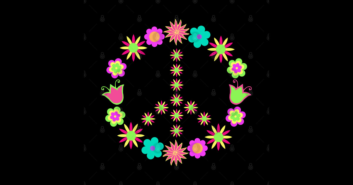 Flower Power Peace Sign - Peace - Sticker | TeePublic
