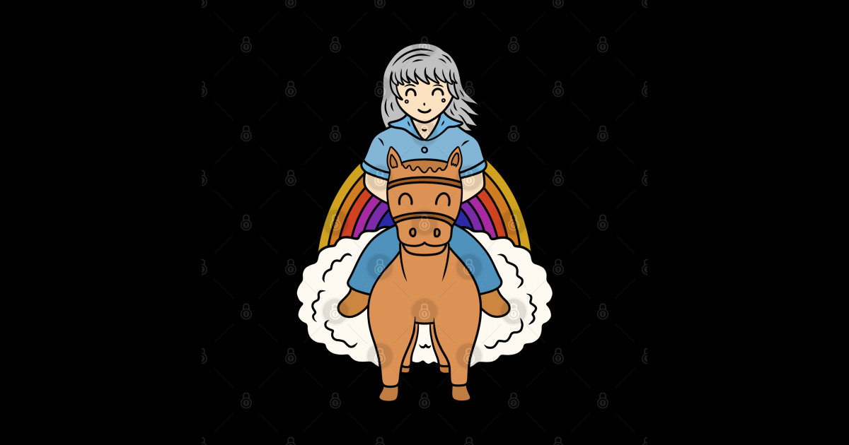 Chibi horse riding - Horse Riding - Sticker | TeePublic