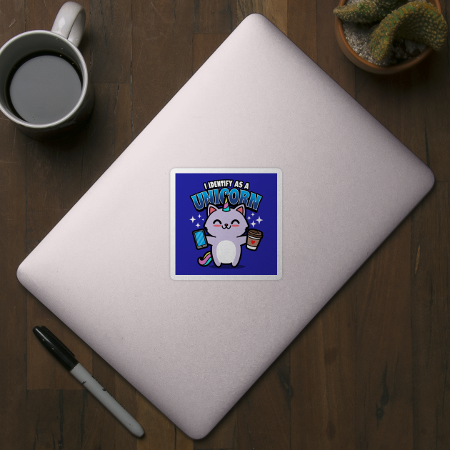 Funny Cute Gen Z Cat Unicorn Meme - Cats - Sticker | TeePublic