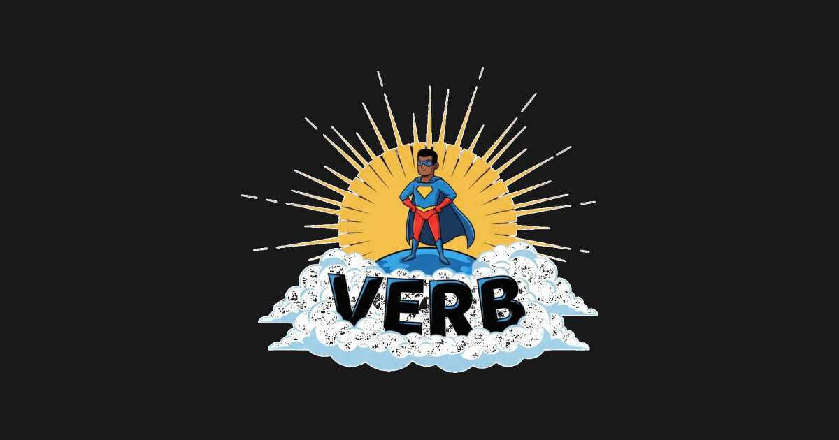 VERB Superhero Cartoon Character Grammar Lover Gift Idea Cute Trendy ...