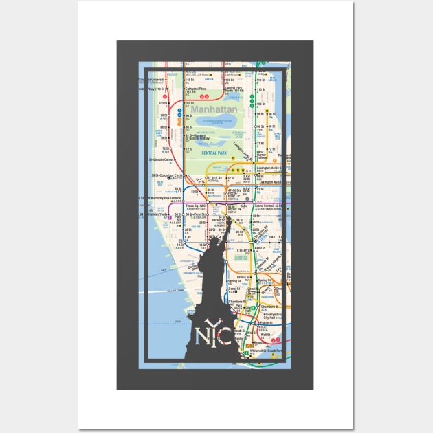 Statue of Liberty cut from NY Subway Map - Statue Of Liberty - Posters ...