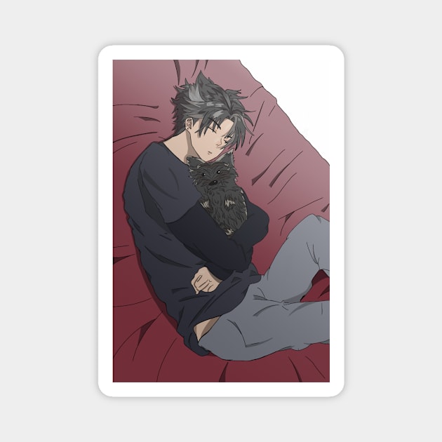 Wriothesly with dog Fanart Genshin impact art sleep - Wriothesley ...