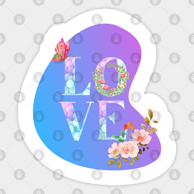 Floral Love design - Floral Valentines Day Design - Sticker | TeePublic