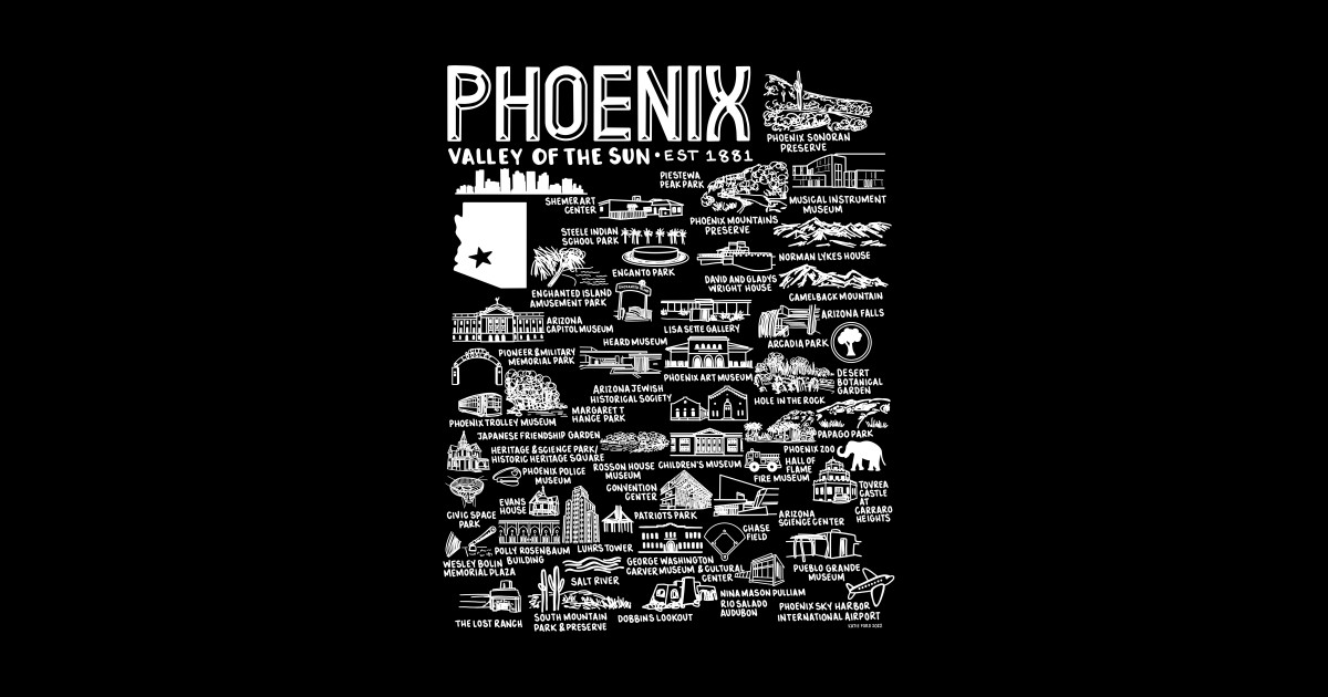 Phoenix Map - Phoenix - Posters and Art Prints | TeePublic