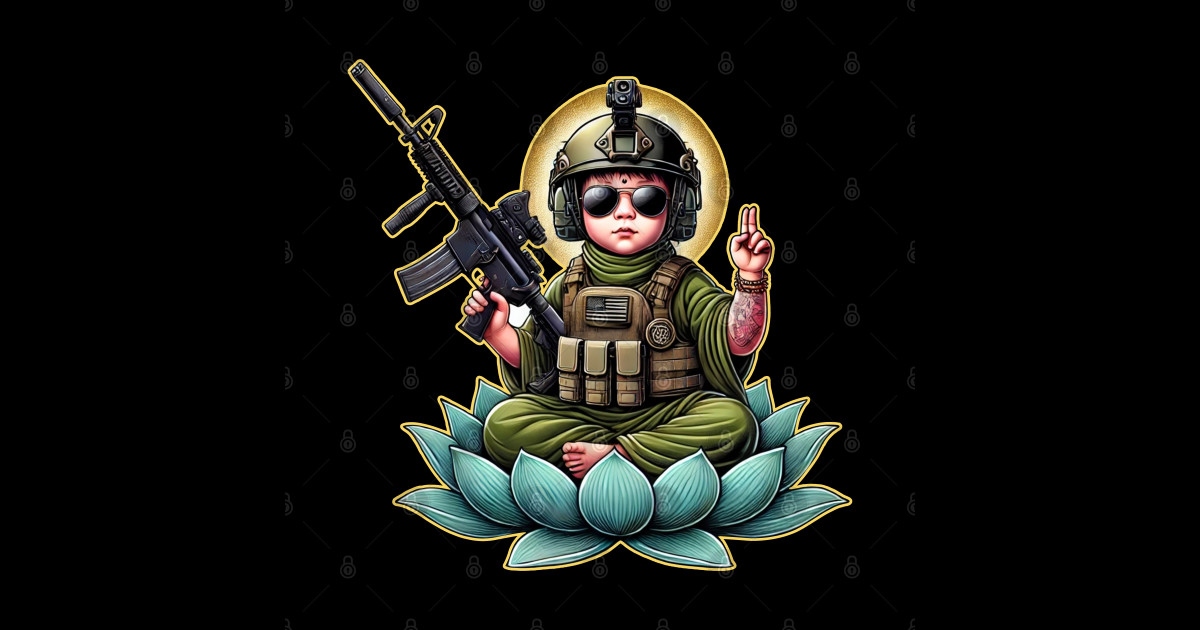 Tactical Young Buddha - Buddha - Sticker | TeePublic