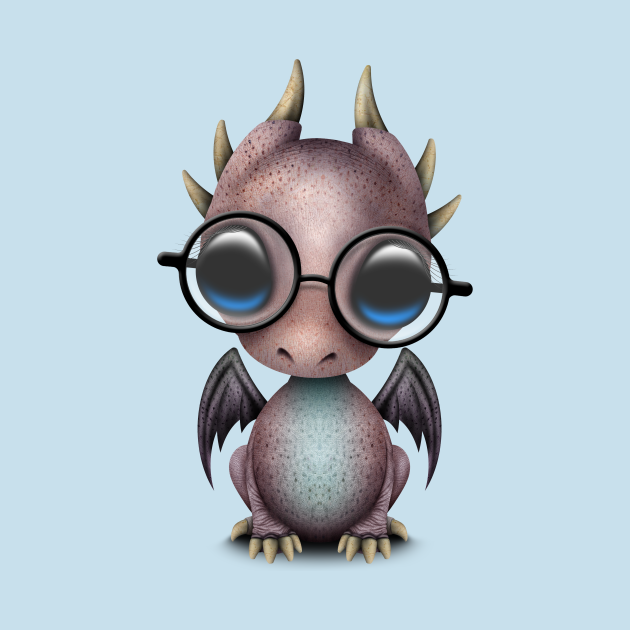 Cute Nerdy Dragon Wearing Glasses - Dragon - Pin | TeePublic