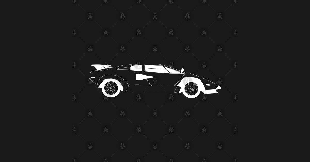 Countach White Outline - Car - T-Shirt | TeePublic