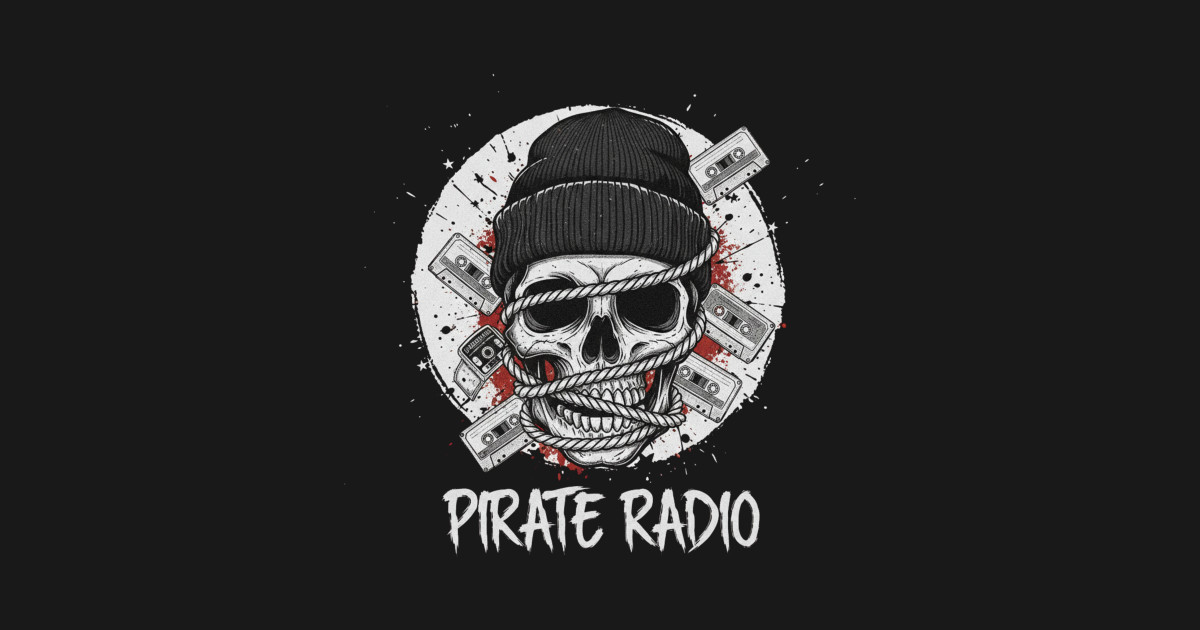 Pirate Radio Skull - Pirate - T-Shirt | TeePublic