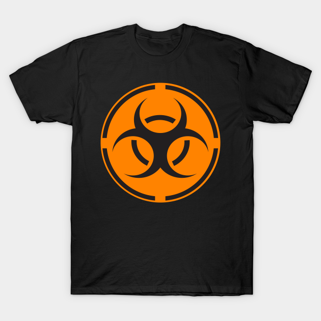Orange biohazard label - Biohazard Symbol - T-Shirt | TeePublic