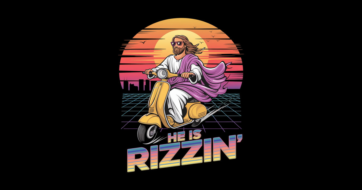 Retro He Is Rizzin Funny Jesus Has Rizzen Easter Christian - Retro He ...