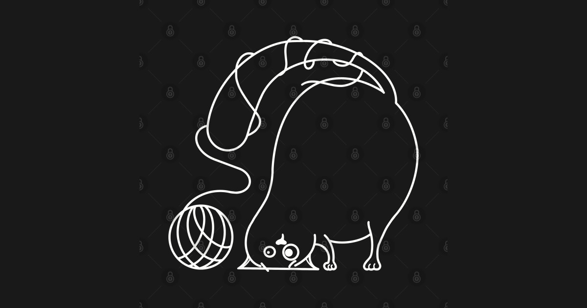 Cute Cat with ball of thread - Cat - T-Shirt | TeePublic