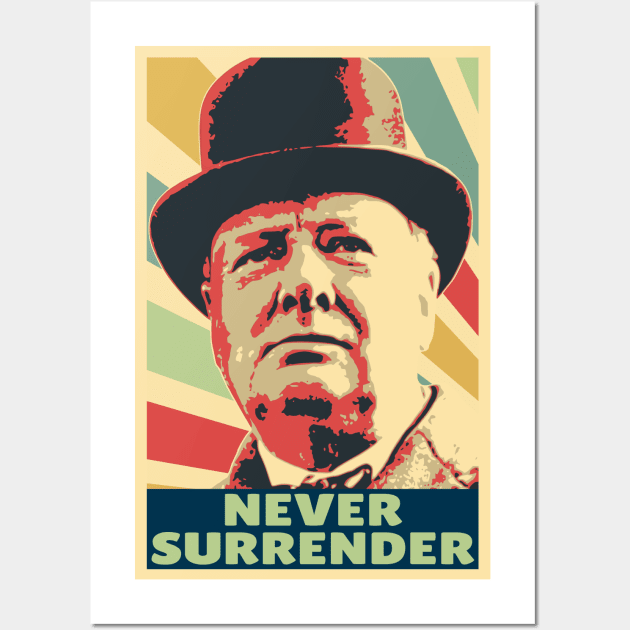 Winston Churchill Never Surrender Vintage Colors - Winston - Posters ...